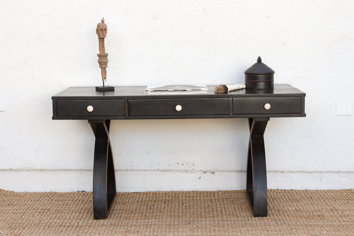 Sculptural Ebonized Wood Writing Table– DE-COR | Globally Inspired