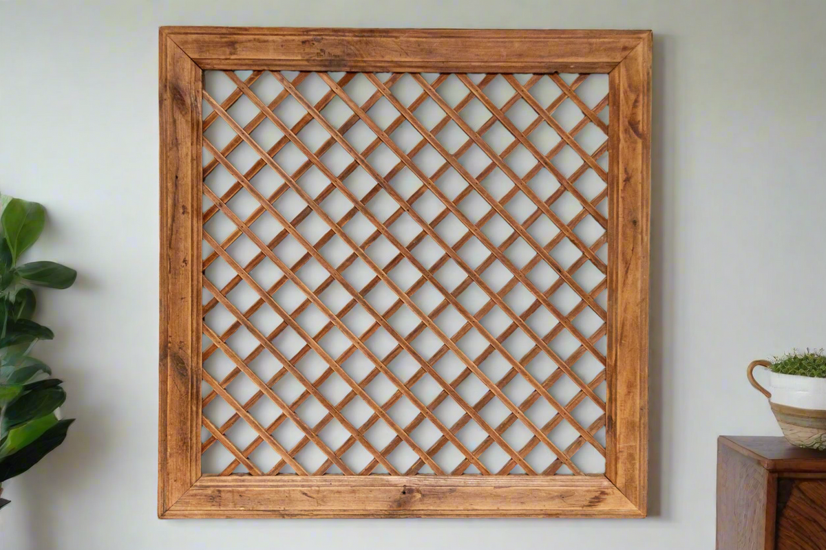 Diamond Rustic Wood Lattice Window– DE-COR | Globally Inspired