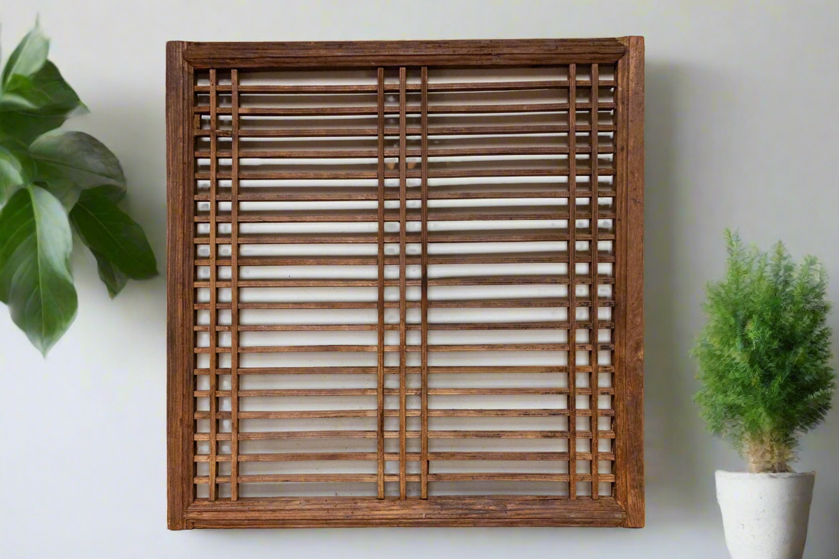 Kelani Aged Asian Lattice Window Panel– DE-COR | Globally Inspired