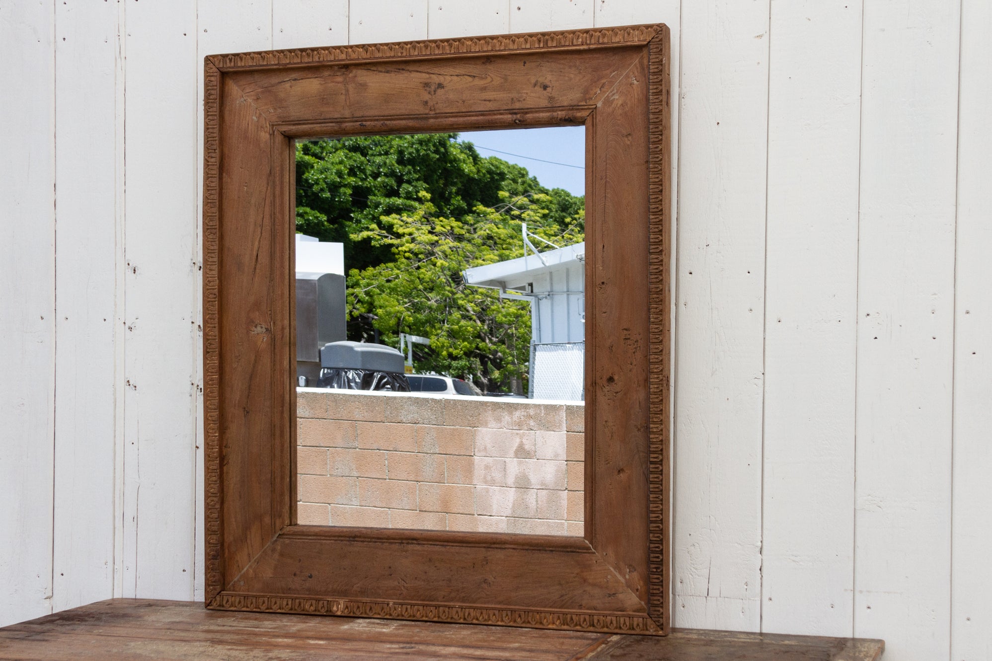 Reclaimed Teak Wood Rustic Framed Mirror– DE-COR | Globally Inspired