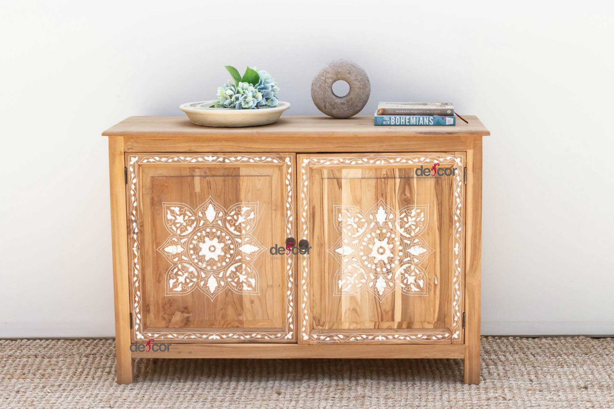 Bleach Wood Damascus Inlay Buffet Cabinet– DE-COR | Globally Inspired