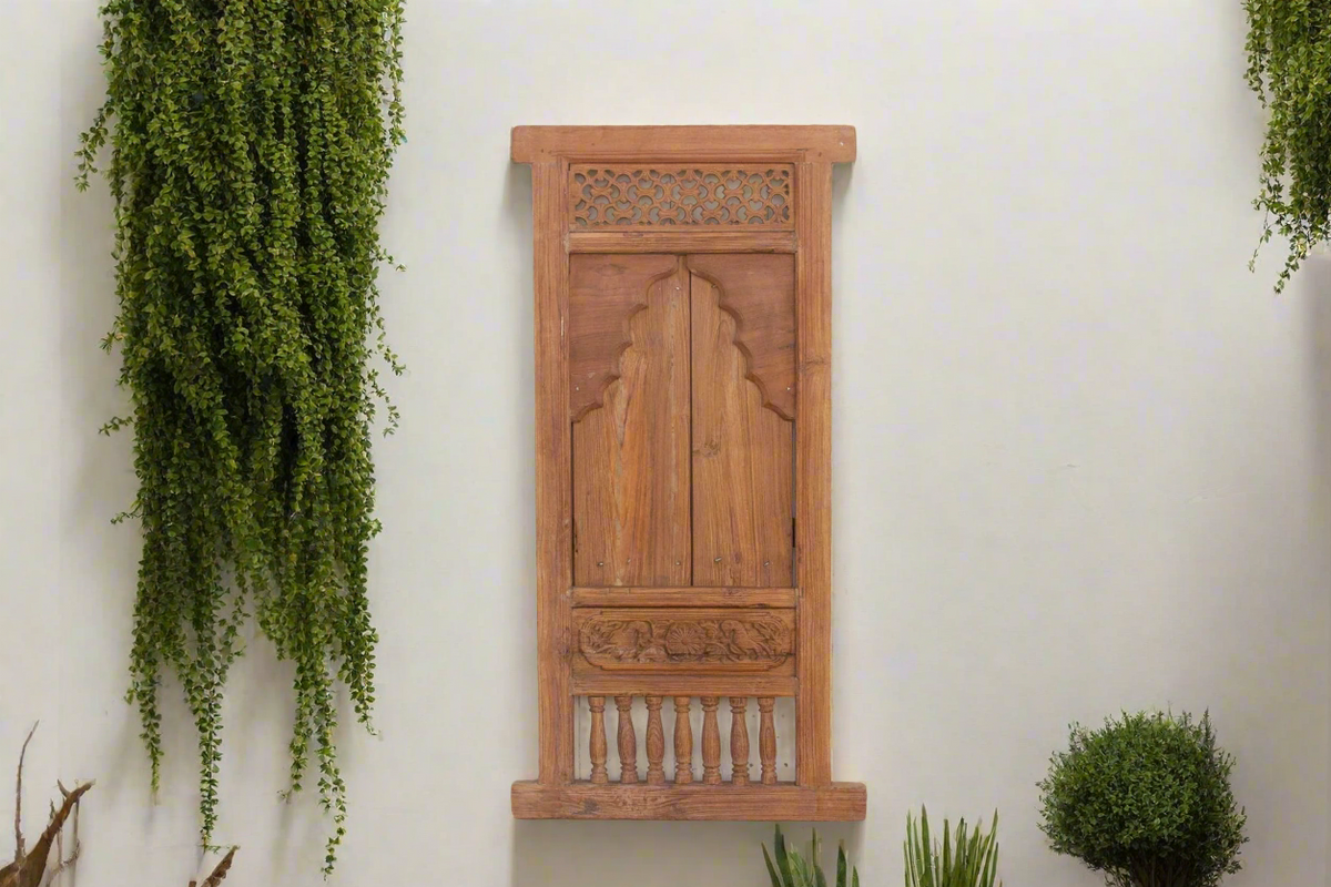 19th Century Indian Carved Architectural Window– DE-COR | Globally Inspired