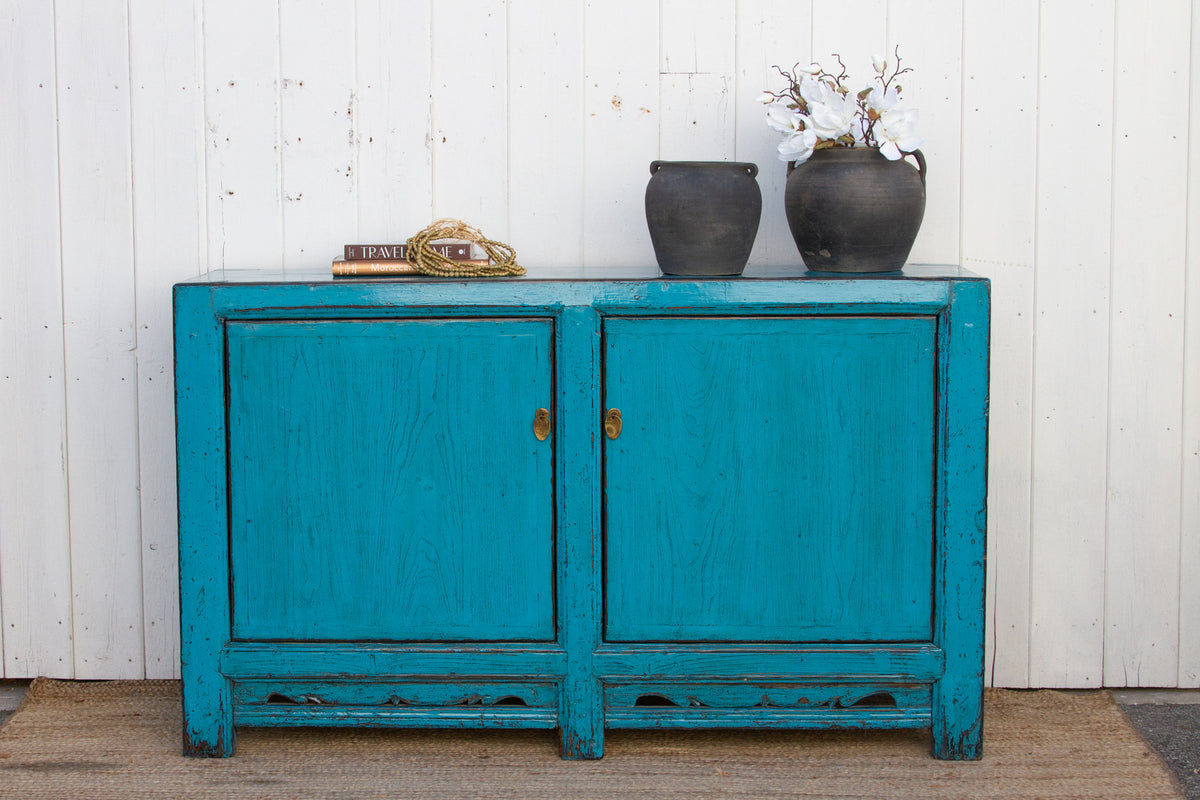 Cerulean Blue Two Door Painted Buffet Cabinet– DE-COR | Globally Inspired