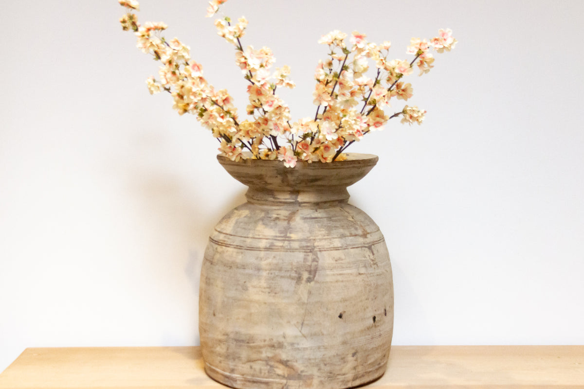Antique Tall Bleached Teak Pot– DE-COR | Globally Inspired