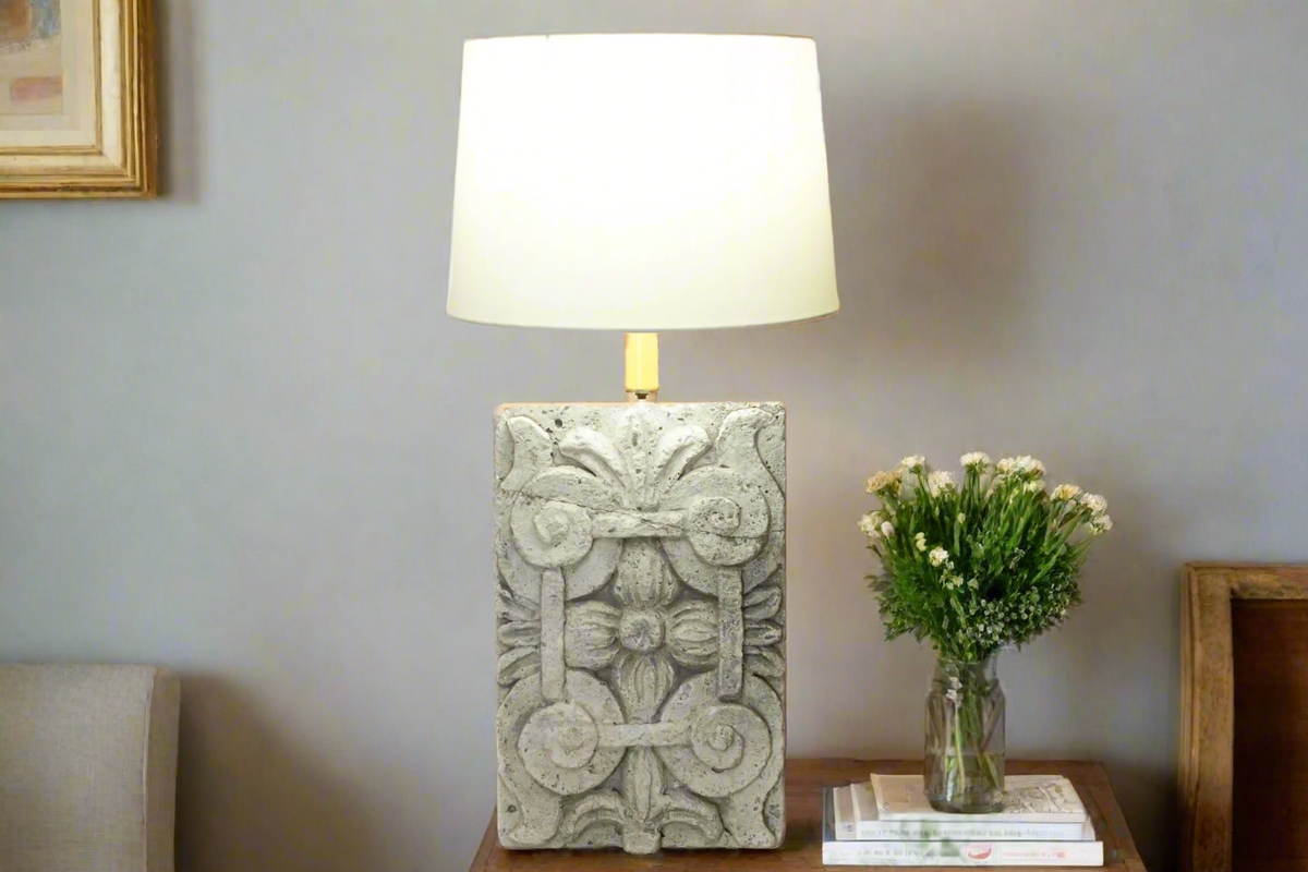 Charming French Cast Stone Architectural Lamp– DE-COR | Globally Inspired