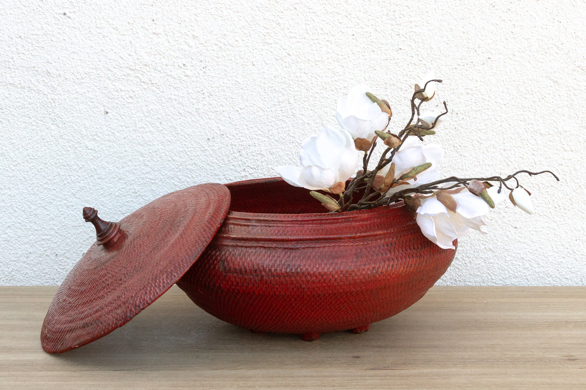 Scarlet Red Antique Burmese Woven Vessel– DE-COR | Globally Inspired
