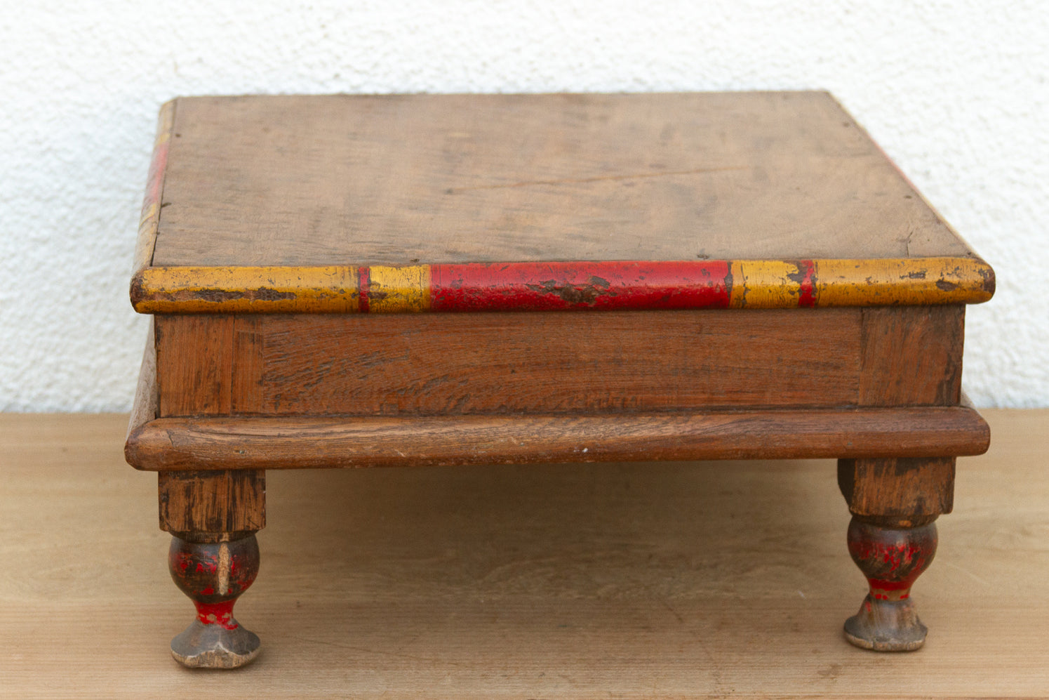Vintage Indian Square Bajot Table | Low Puja Stool (16")– DE-COR ...