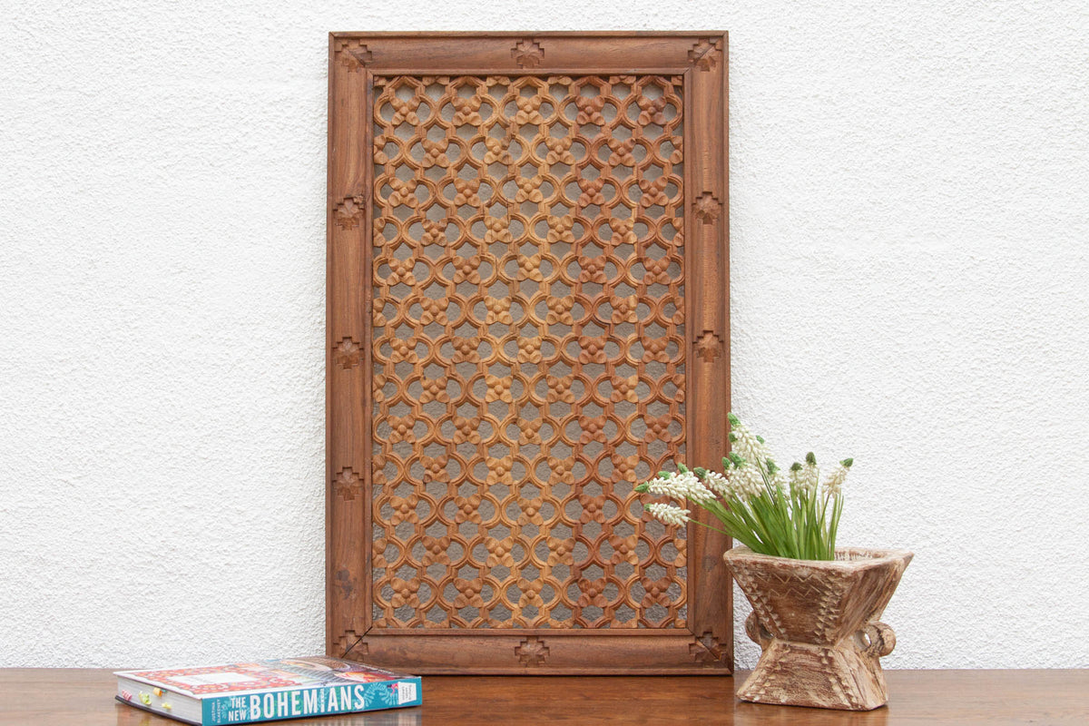 Finely Carved Teak Floral Jali Panel– DE-COR | Globally Inspired