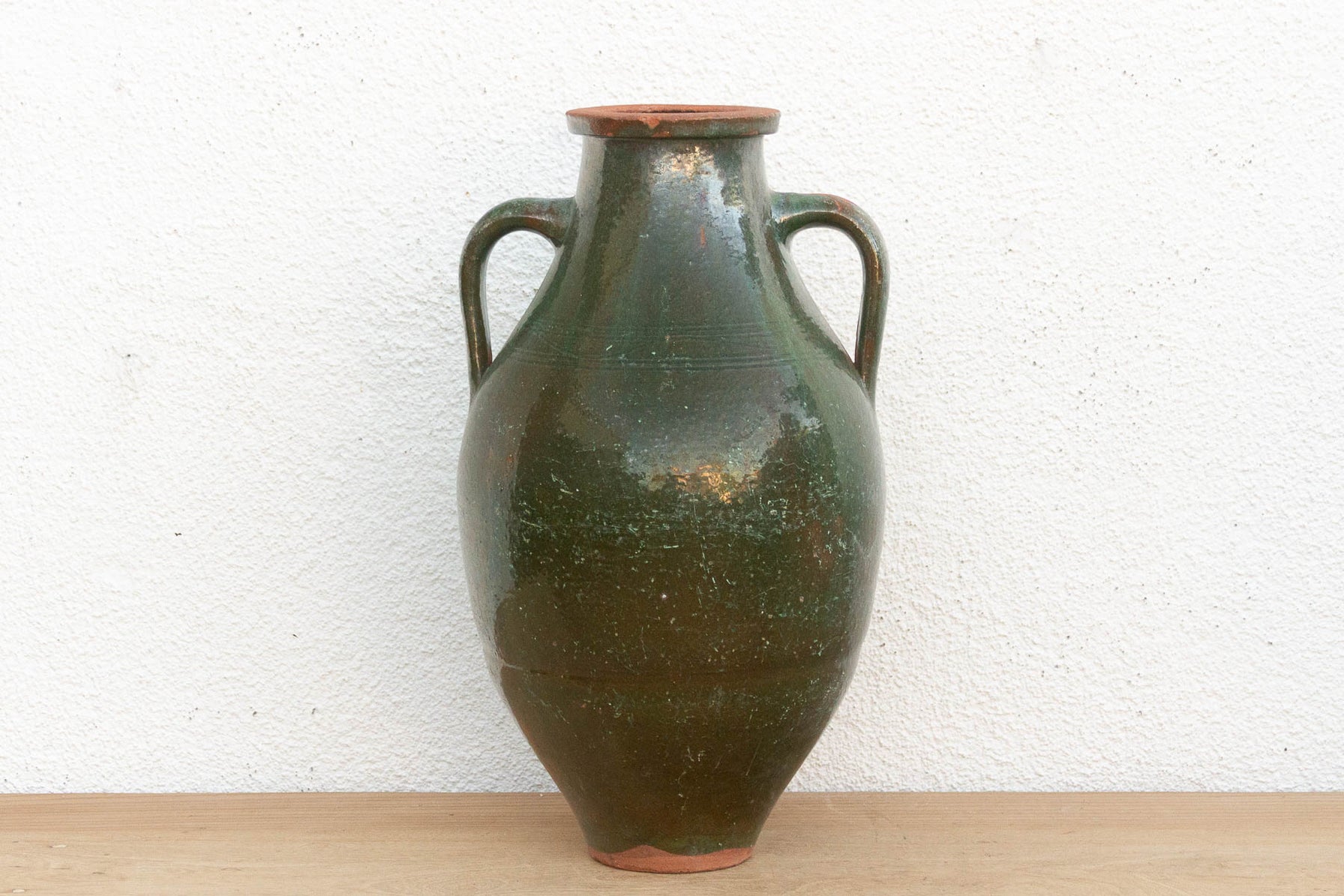 Antique French Green Glazed Olive Jar | 20-Inch Tall Floor Vase– DE-COR ...