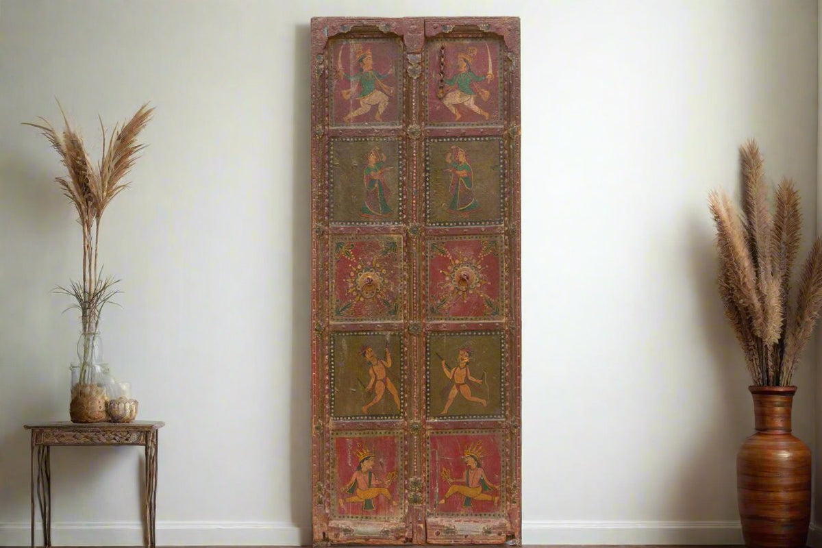 19th Century Painted Indian Folk Door– DE-COR | Globally Inspired