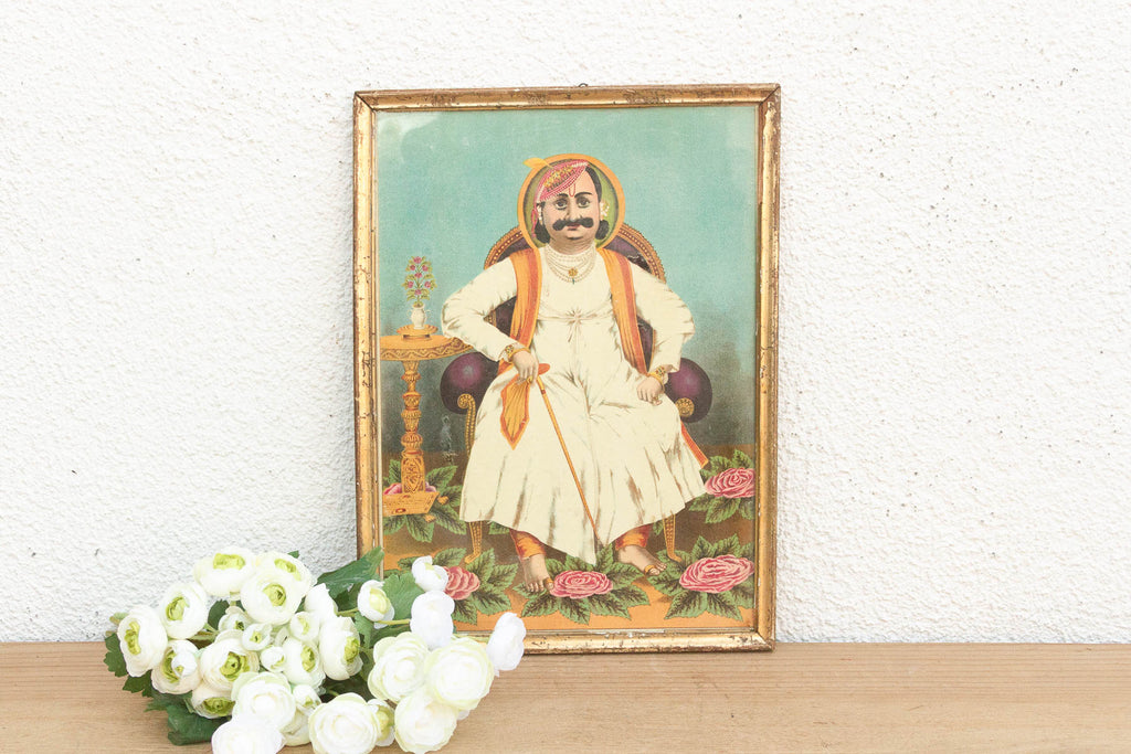 Antique Framed Indian Portrait | Seated Maharaja Art (15")– DE-COR ...