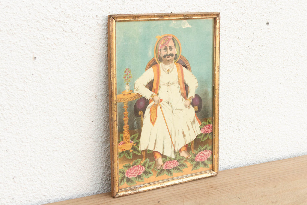 Antique Framed Indian Portrait | Seated Maharaja Art (15")– DE-COR ...