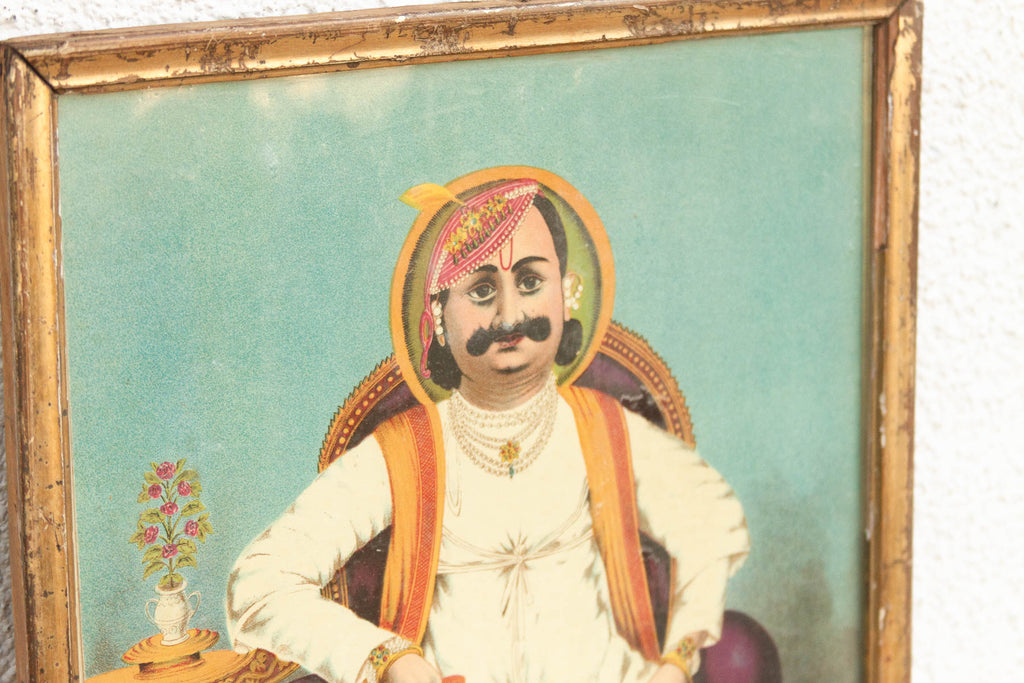 Antique Framed Indian Portrait | Seated Maharaja Art (15")– DE-COR ...