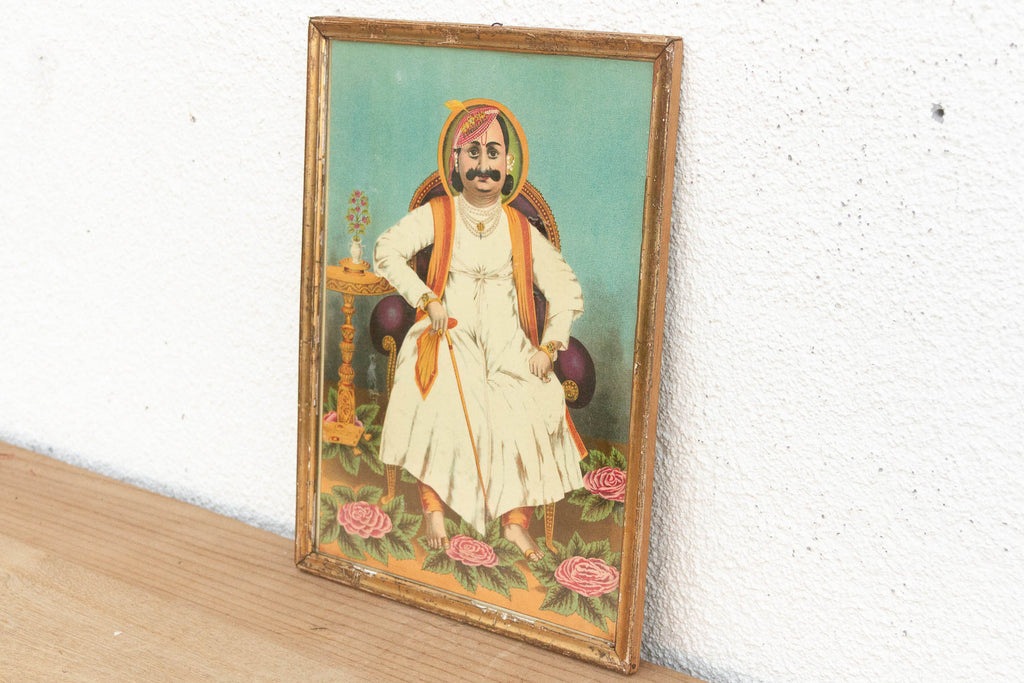 Antique Framed Indian Portrait | Seated Maharaja Art (15")– DE-COR ...