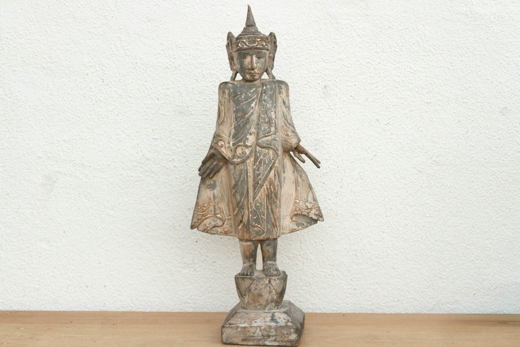 Antique Burmese Carved Wood Standing Figure | 29-Inch Spirit Statue– DE ...