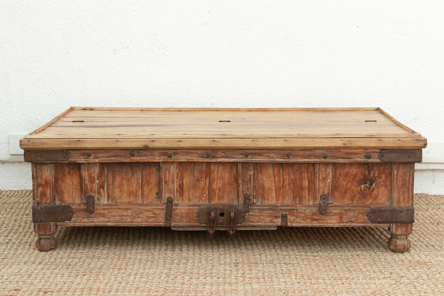 Large Antique Teak Chest Coffee Table | Reclaimed Indian Stickbox (61 ...