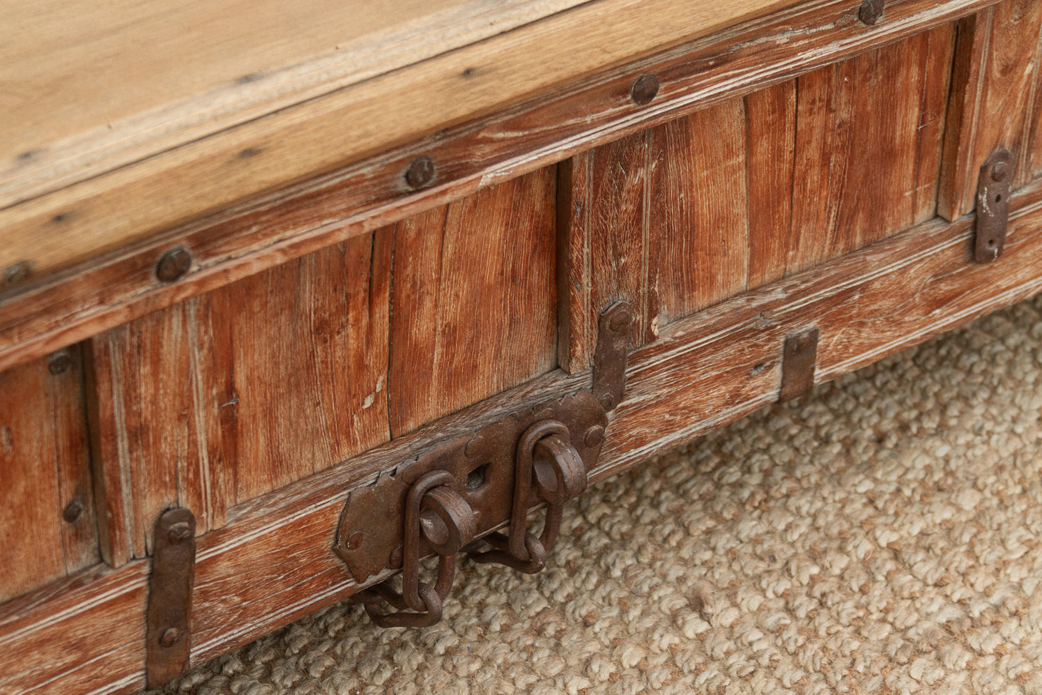 Large Antique Teak Chest Coffee Table | Reclaimed Indian Stickbox (61 ...
