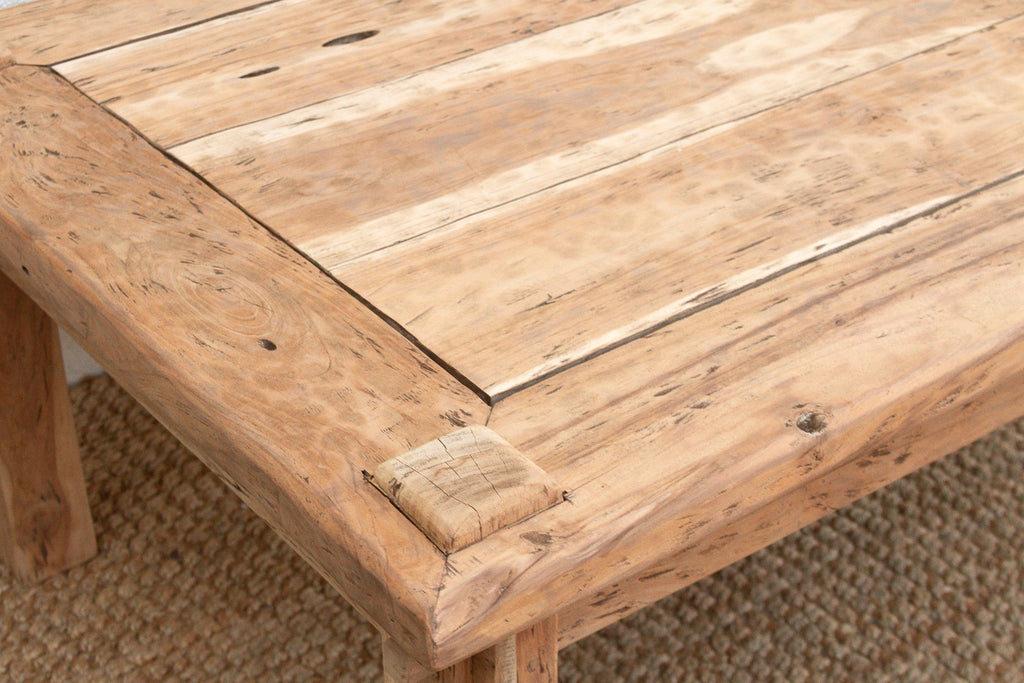 Primitive Reclaimed Teak Coffee Table | Raw Wood Square Table– DE-COR ...