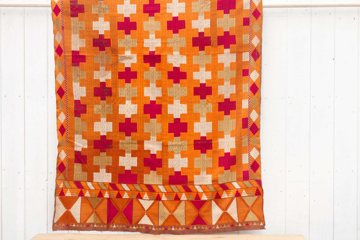 Antique Ceremonial Indian Phulkari Throw– DE-COR | Globally Inspired