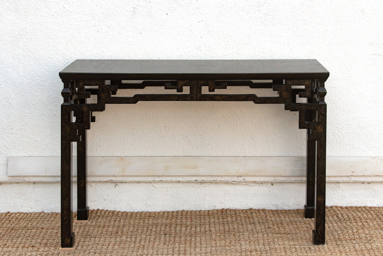 Vintage Chinese Black Lacquer Altar Table | Gold Painted Console (49 ...