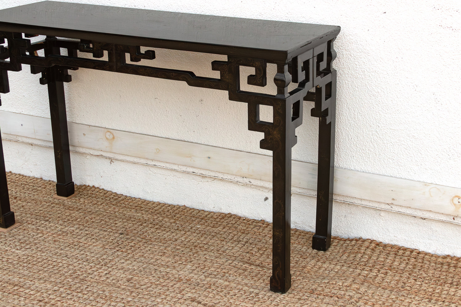 Vintage Chinese Black Lacquer Altar Table | Gold Painted Console (49 ...