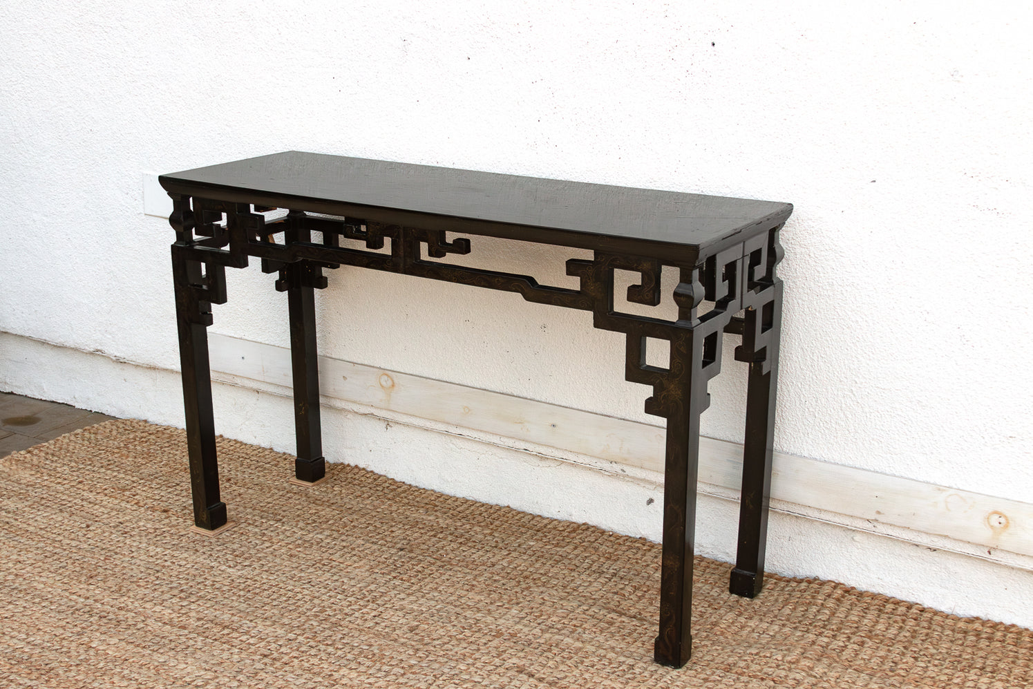 Vintage Chinese Black Lacquer Altar Table | Gold Painted Console (49 ...