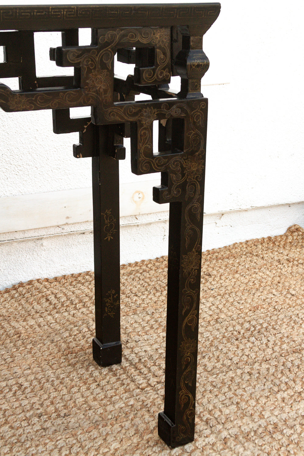 Vintage Chinese Black Lacquer Altar Table | Gold Painted Console (49 ...