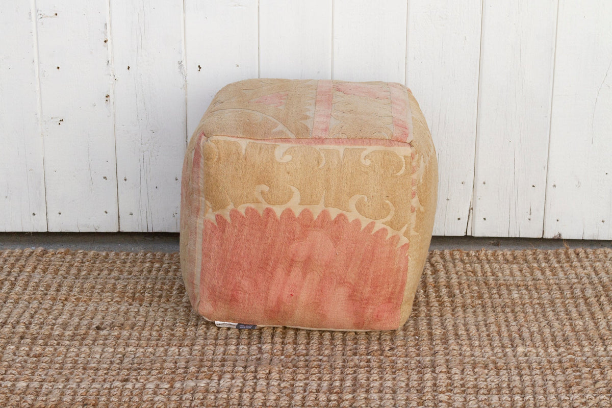Chaek Antique Suzani Cube Ottoman (Trade)– DE-COR | Globally Inspired