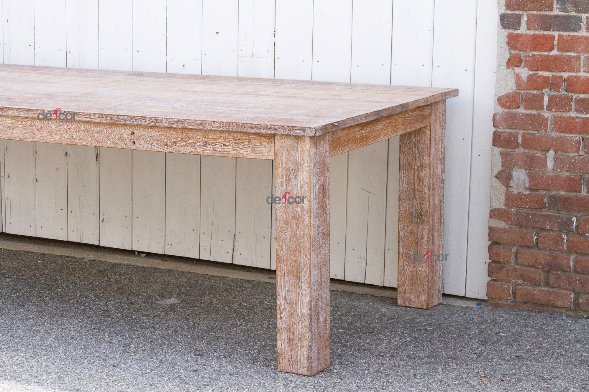 Large Whitewash Rustic Modern Parson Dining Table– DE-COR | Globally ...