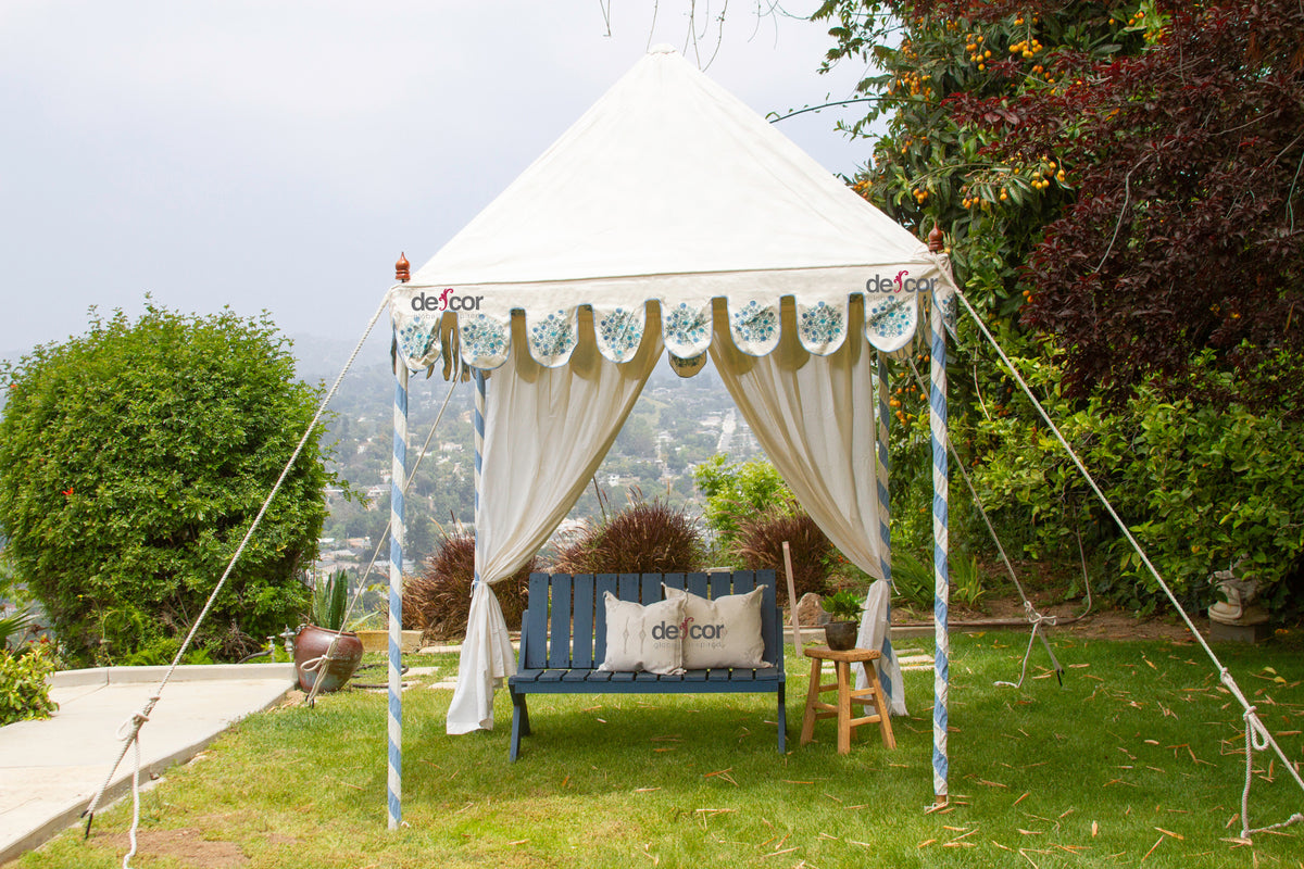 Blue Floral Indian Canopy Tent– DE-COR | Globally Inspired