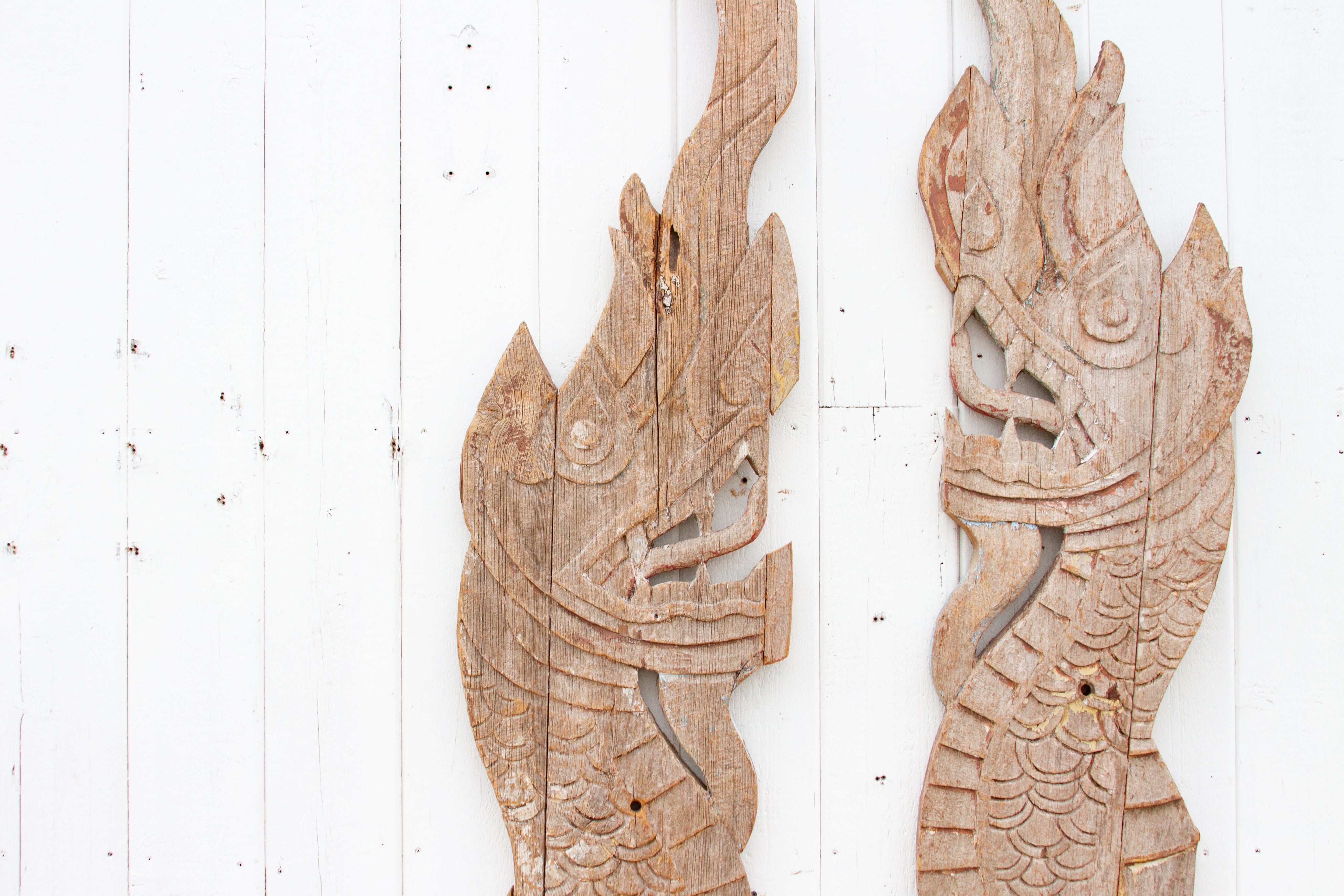 Pair of 18th Century Carved Thai Naga Panels– DE-COR | Globally Inspired