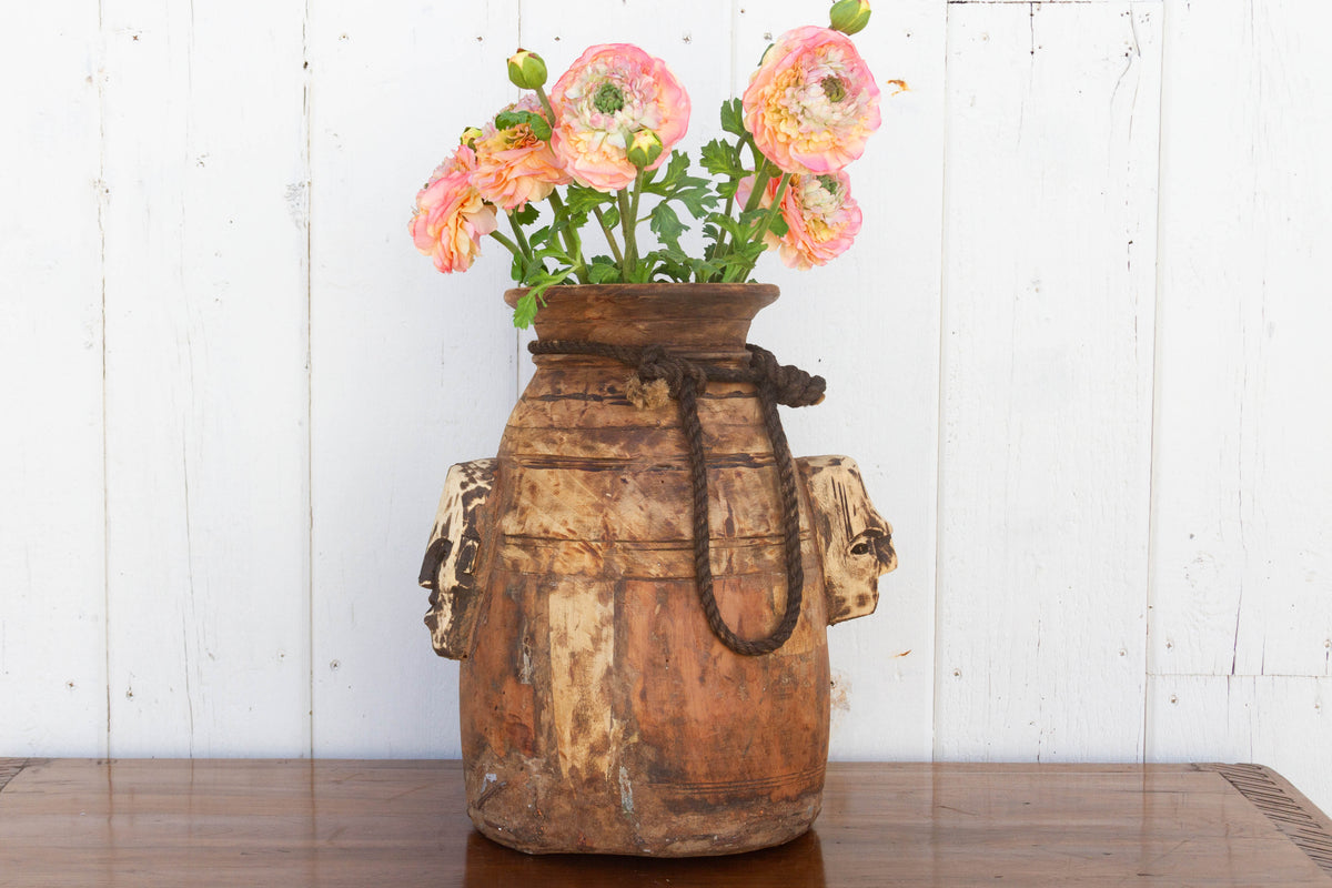 Oversize Wood Tribal Vintage Pot– DE-COR | Globally Inspired