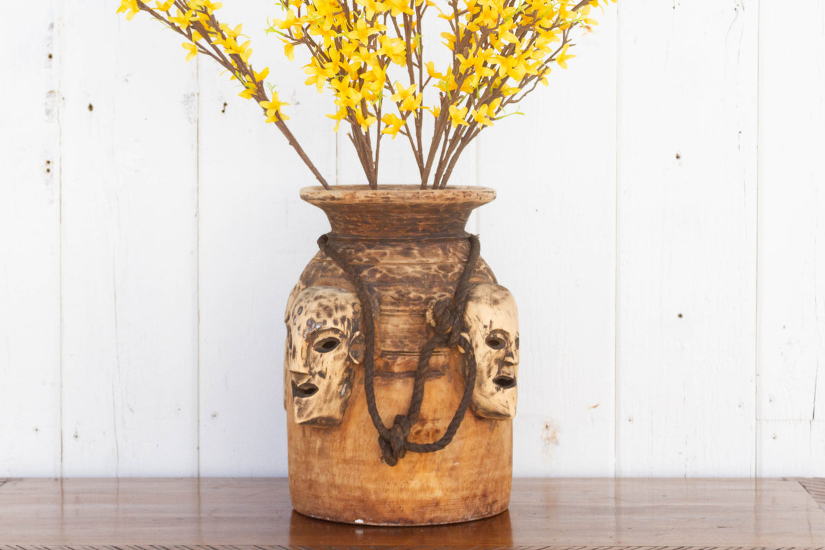 Vintage Naga Tribal Mask Pot– DE-COR | Globally Inspired