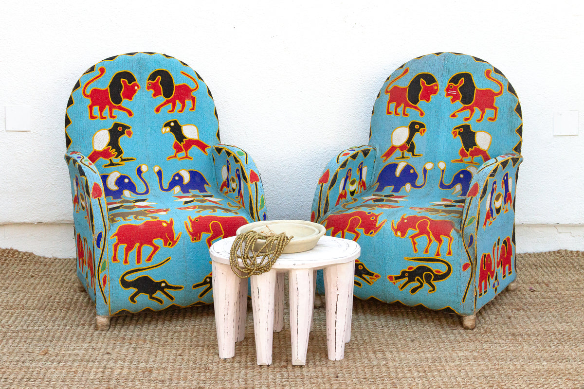 Pair of African Safari Beaded Chairs– DE-COR | Globally Inspired