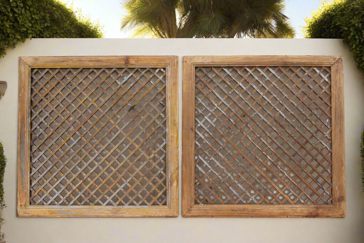Pair of Antique Wooden Lattice Panels– DE-COR | Globally Inspired