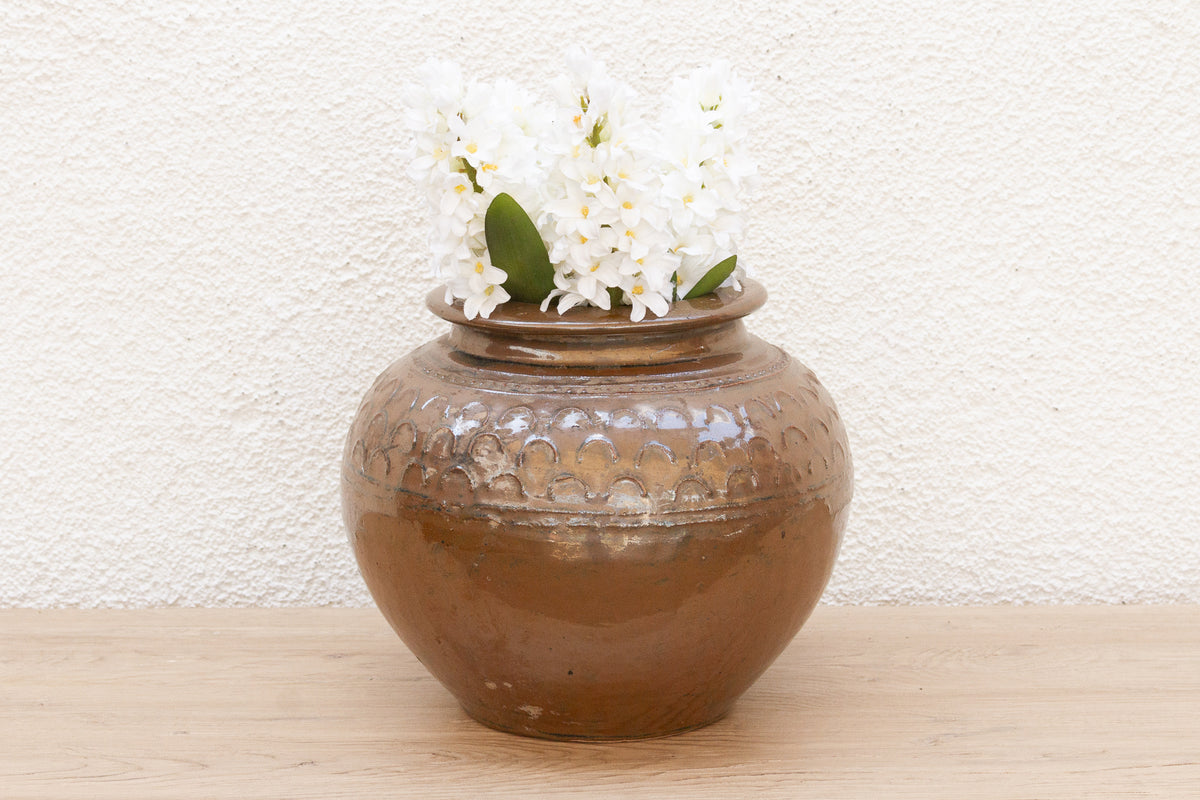 Vintage Martaban Brown Glazed Stoneware Pot– DE-COR | Globally Inspired