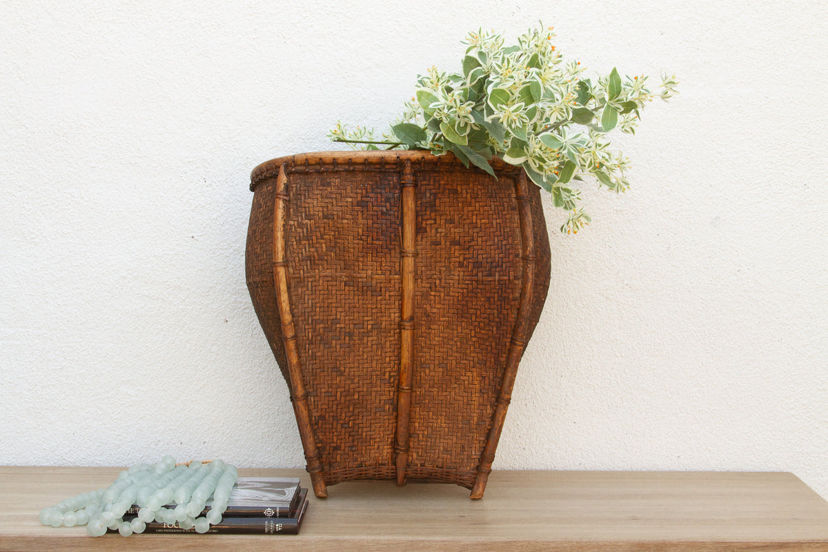 Antique Tall Southeast Asian Woven Basket– DE-COR | Globally Inspired