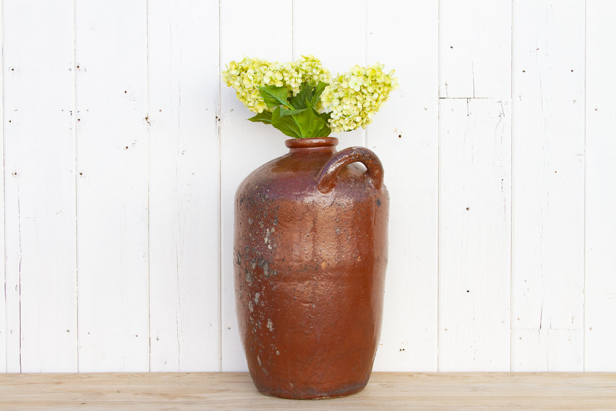 Large Glazed Terracotta Spanish Jug