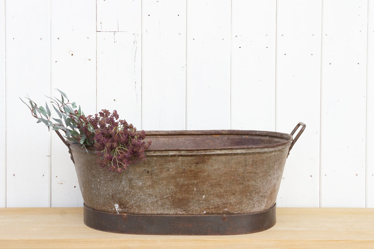 Large Vintage Metal Wash Basin Planter– DE-COR | Globally Inspired