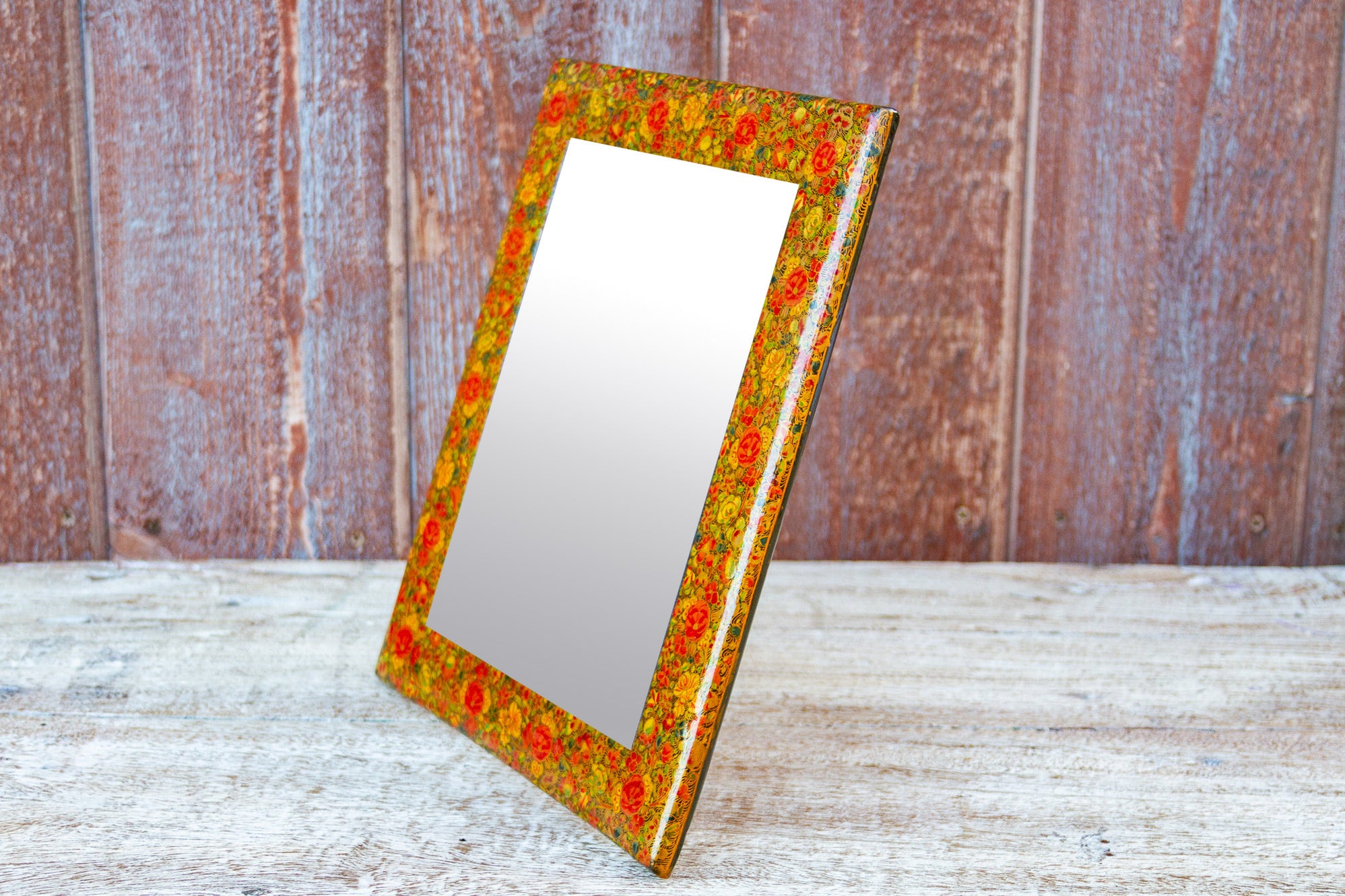 Floral Paper Mache Floral Mirror Frame