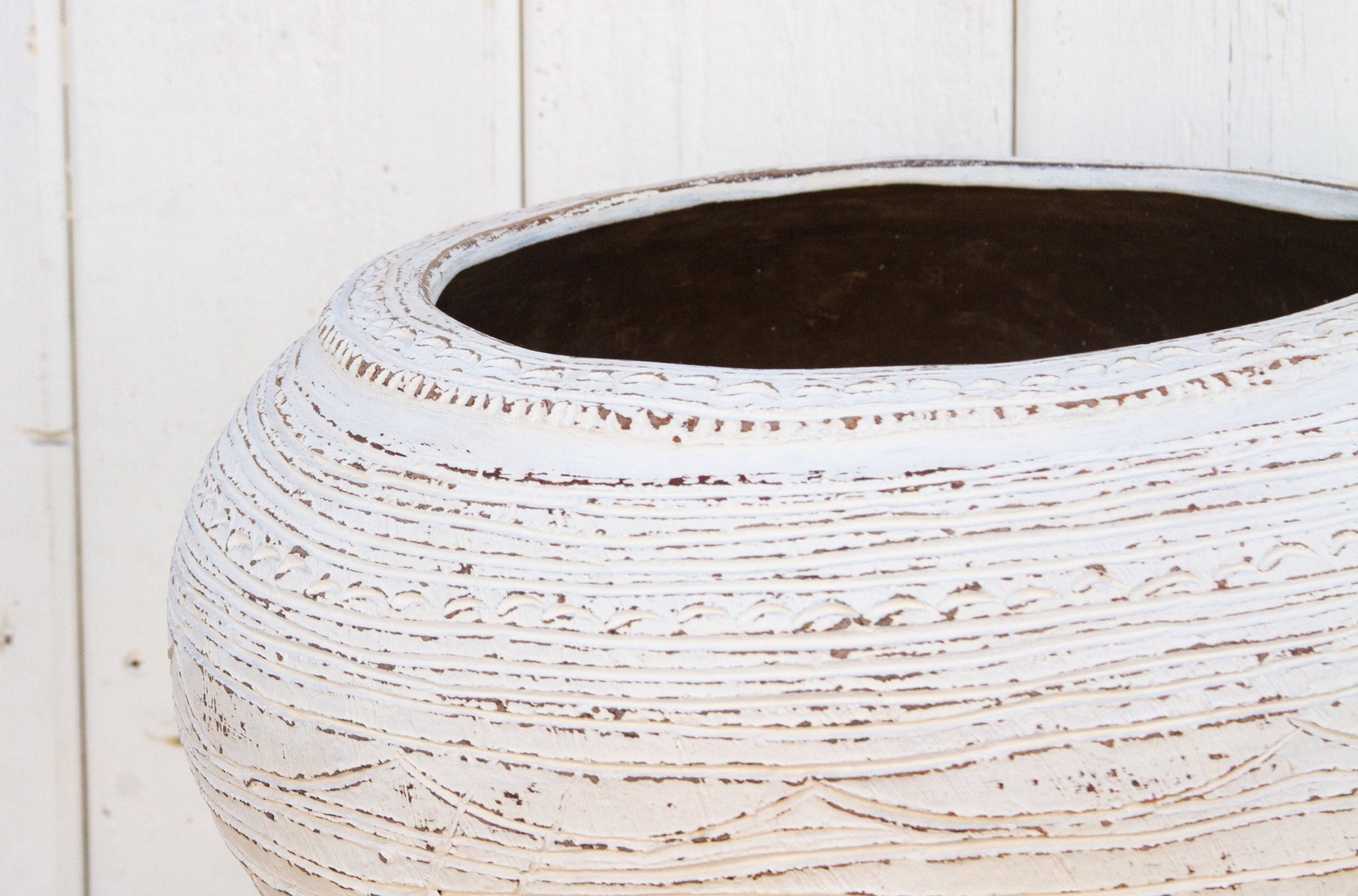 Antique African Terracotta White Nupe Pot