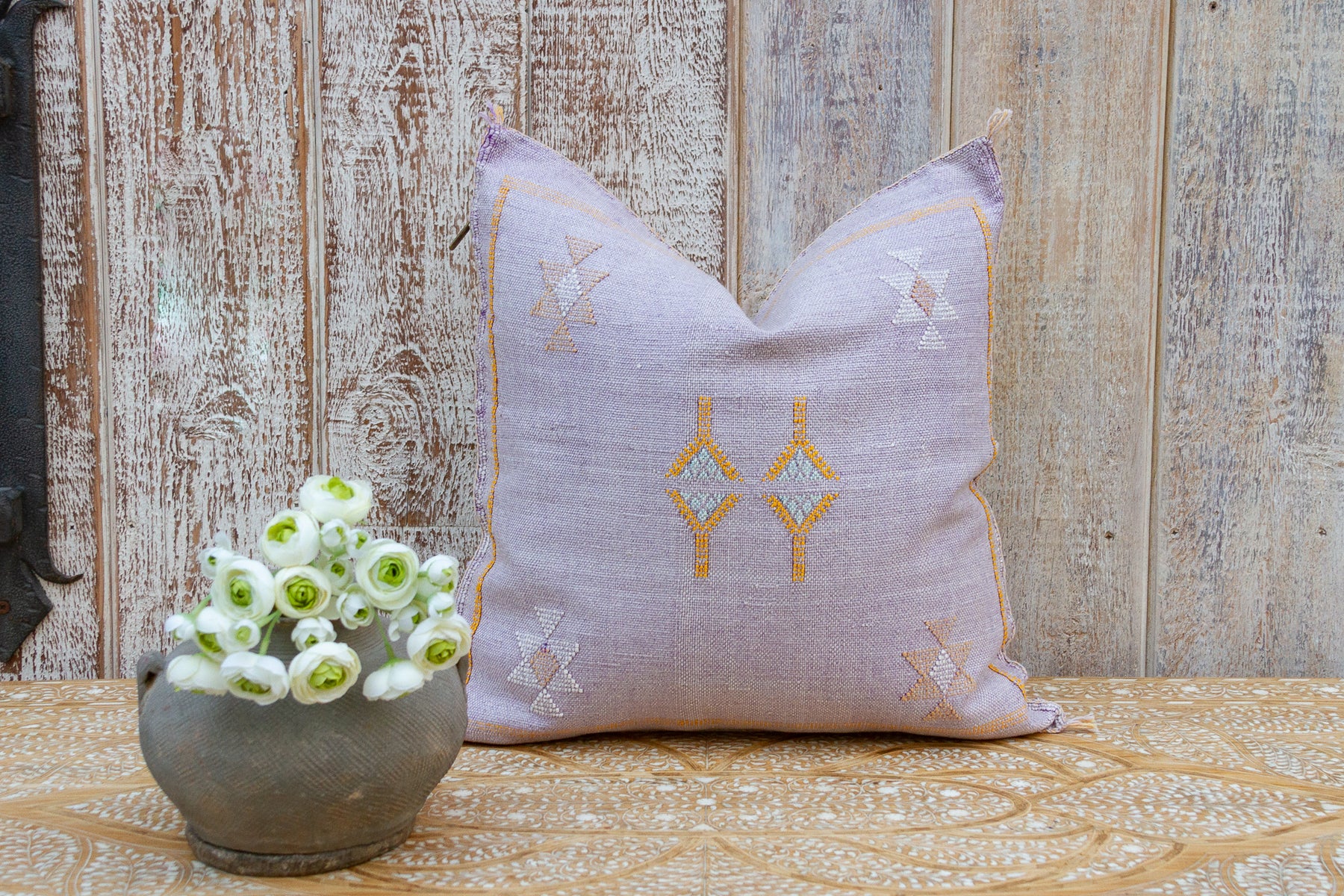 Small Moroccan Silk Rug Pillow