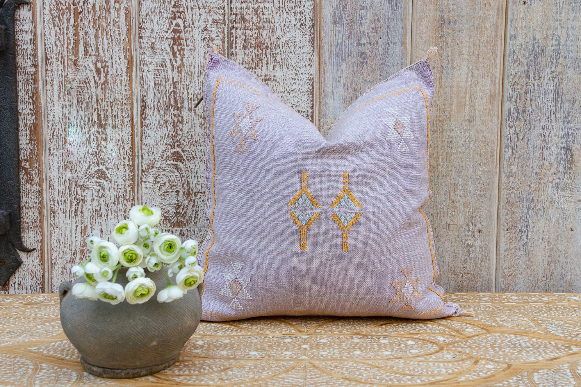 Small Moroccan Silk Rug Pillow