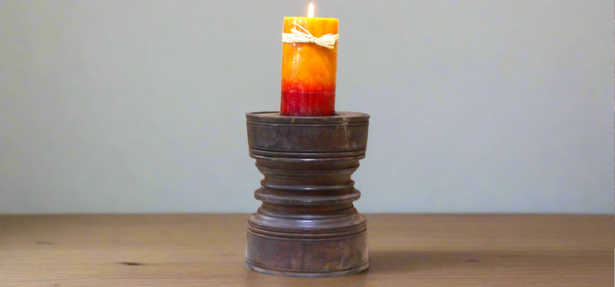 Antique Rice Grinder Candle Holder