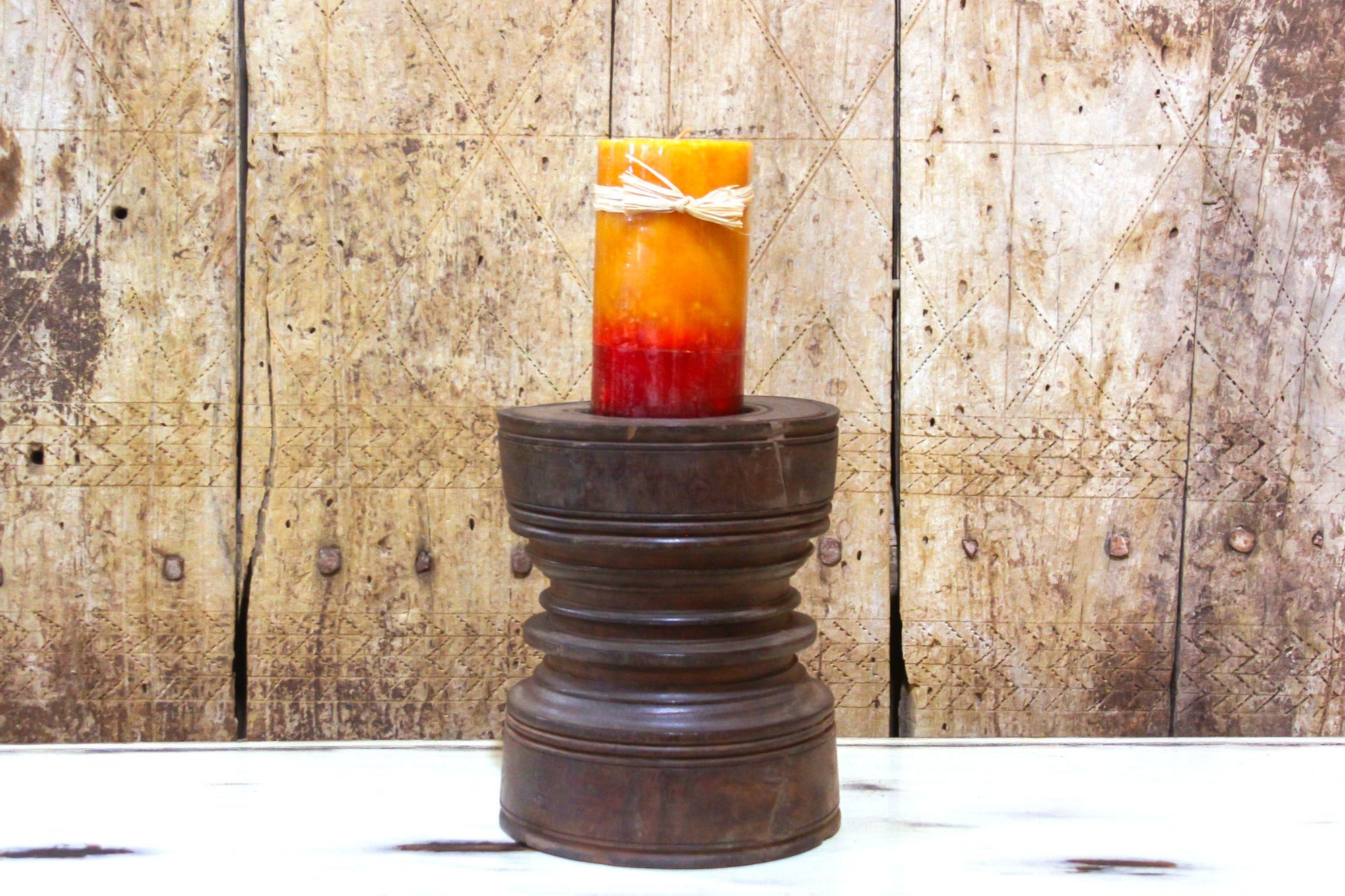 Antique Rice Grinder Candle Holder