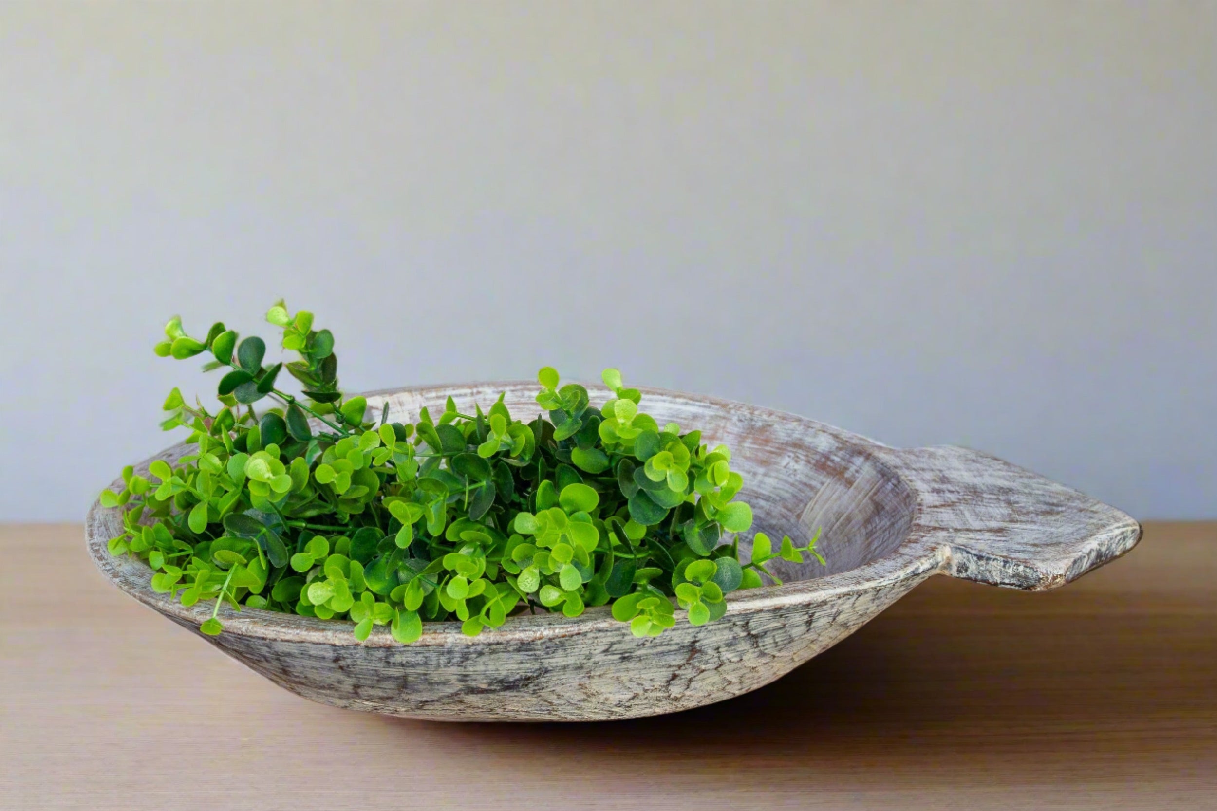 Tribal Whitewash Wooden Dough Parat Bowl