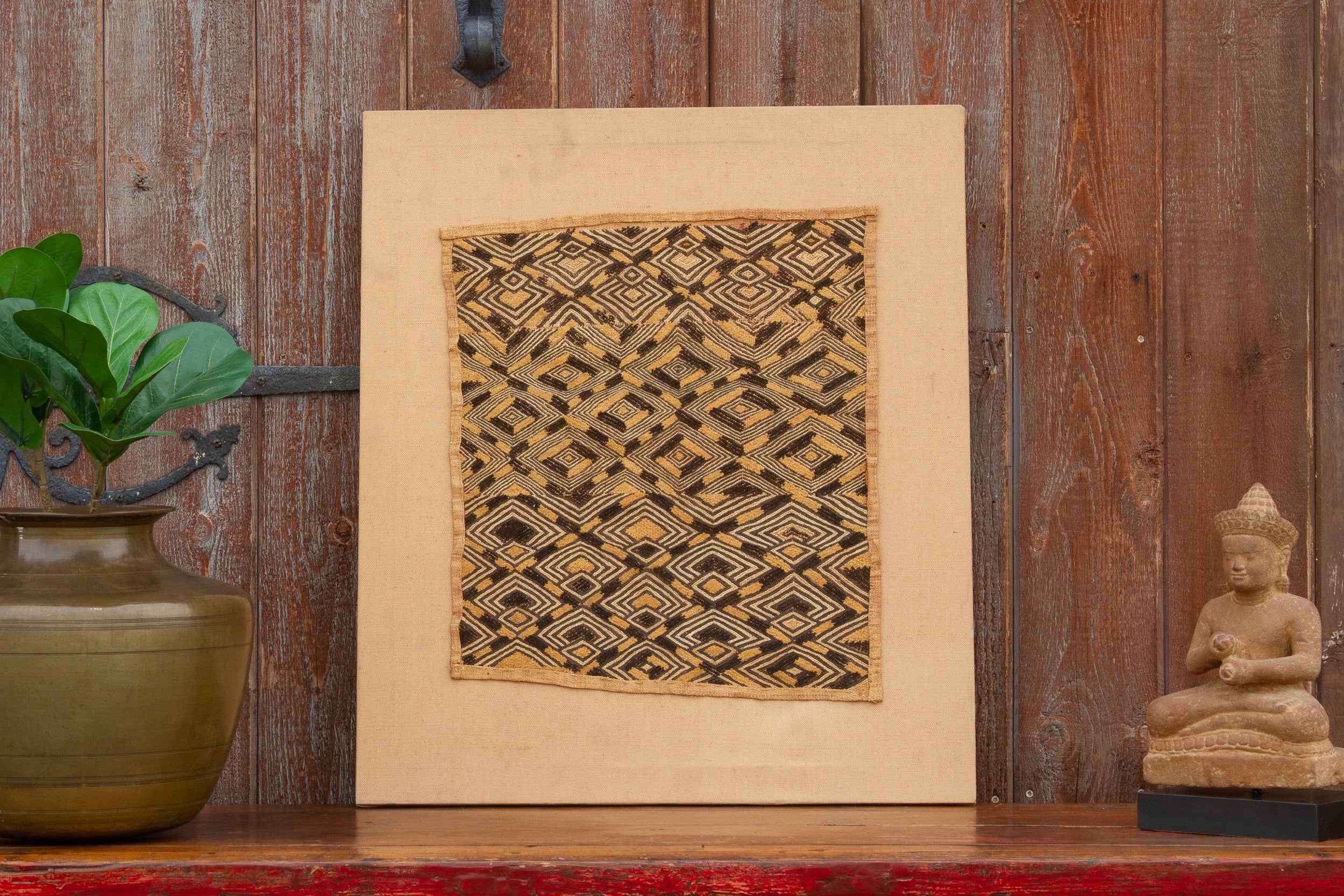 Striking Antique Kuba Raffia Panel