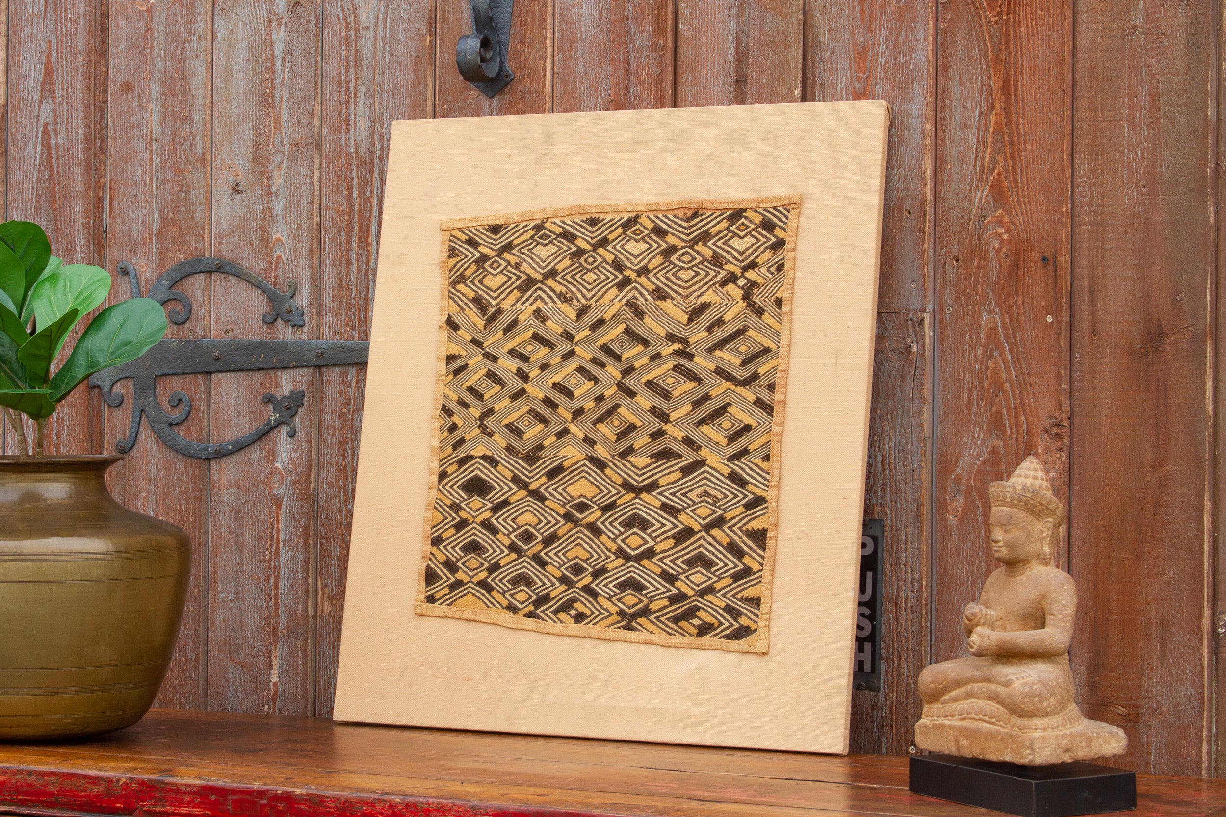 Striking Antique Kuba Raffia Panel