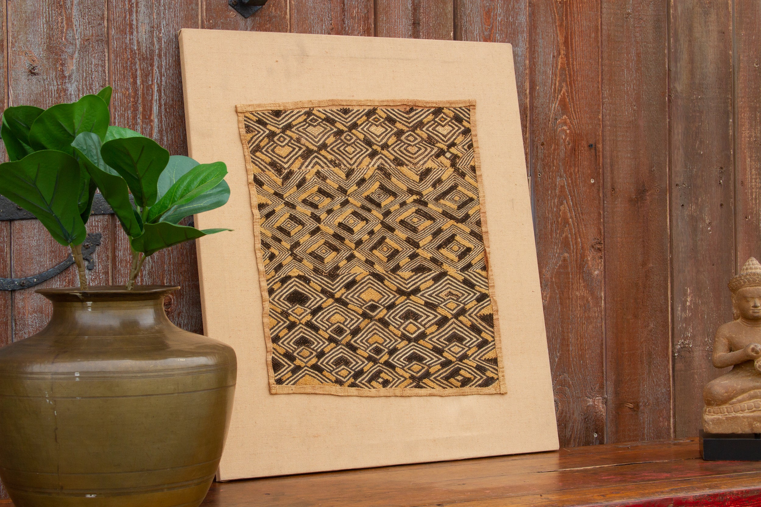 Striking Antique Kuba Raffia Panel