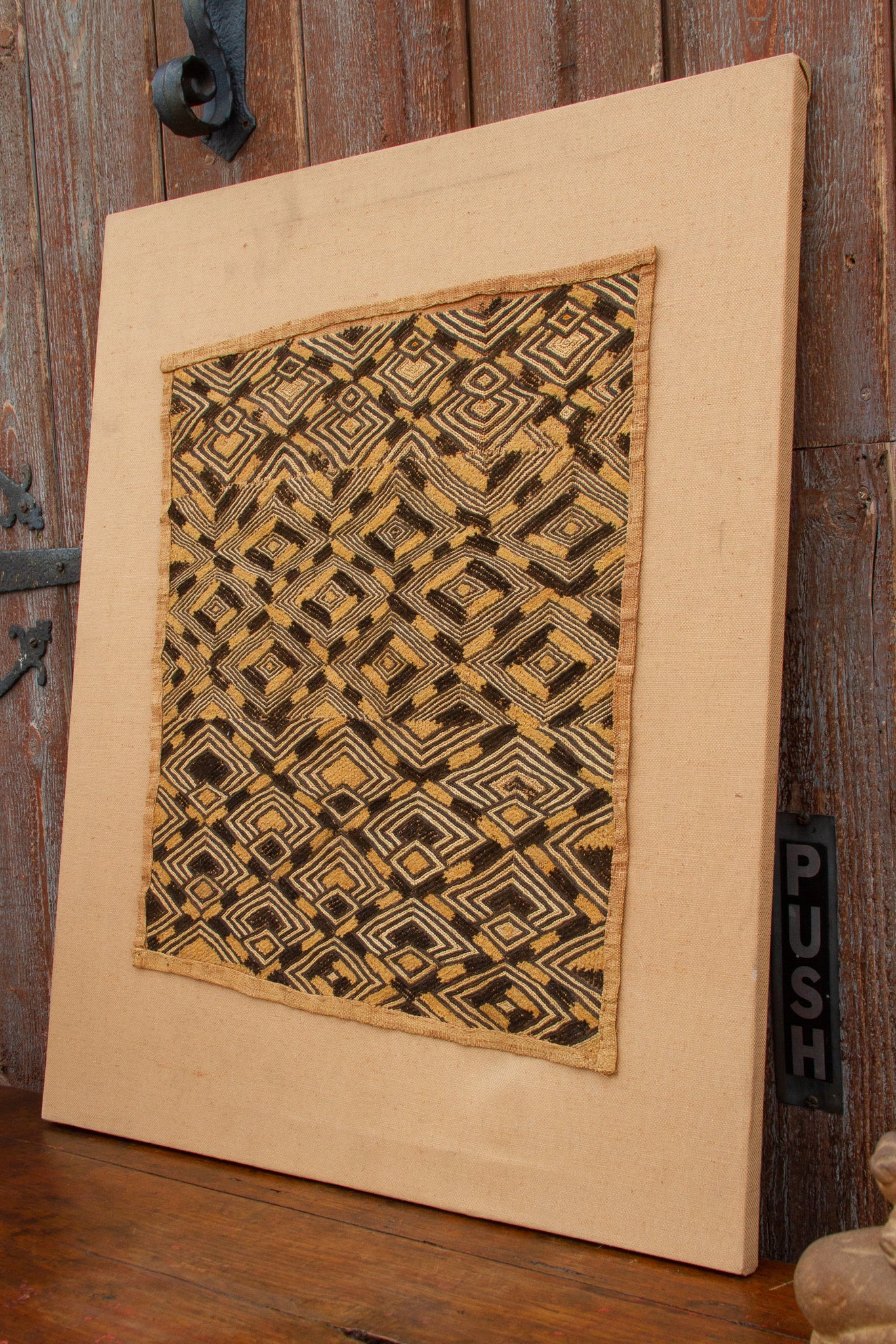 Striking Antique Kuba Raffia Panel